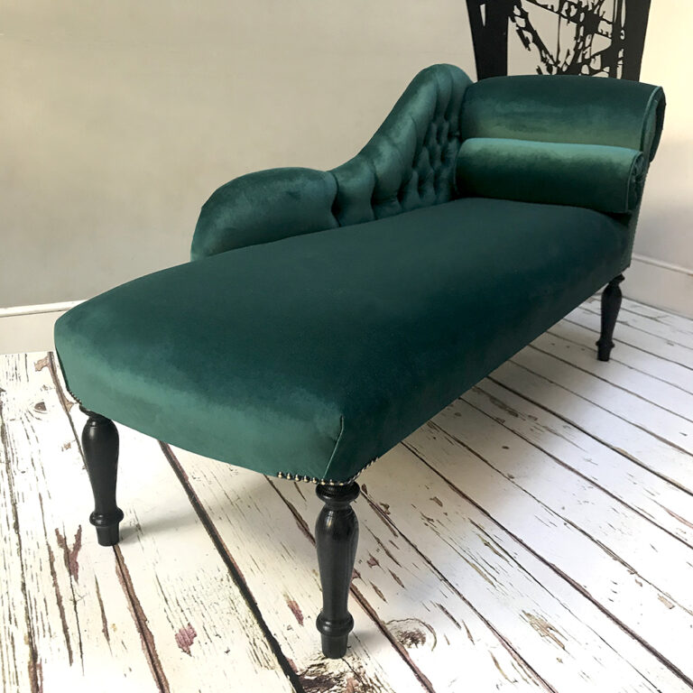 Large Emerald Green Velvet Chaise Longue | NapoleonRockefeller ...